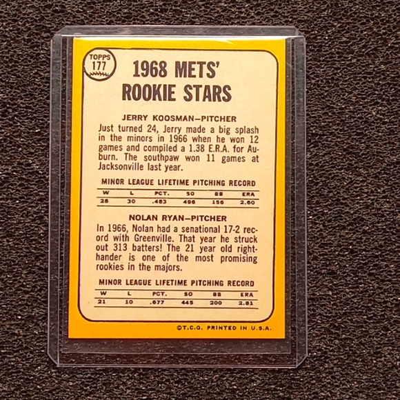 Other | 1968 Nolan Ryan Jerry Koosman Topps Hof Autograph Rookie Card ...